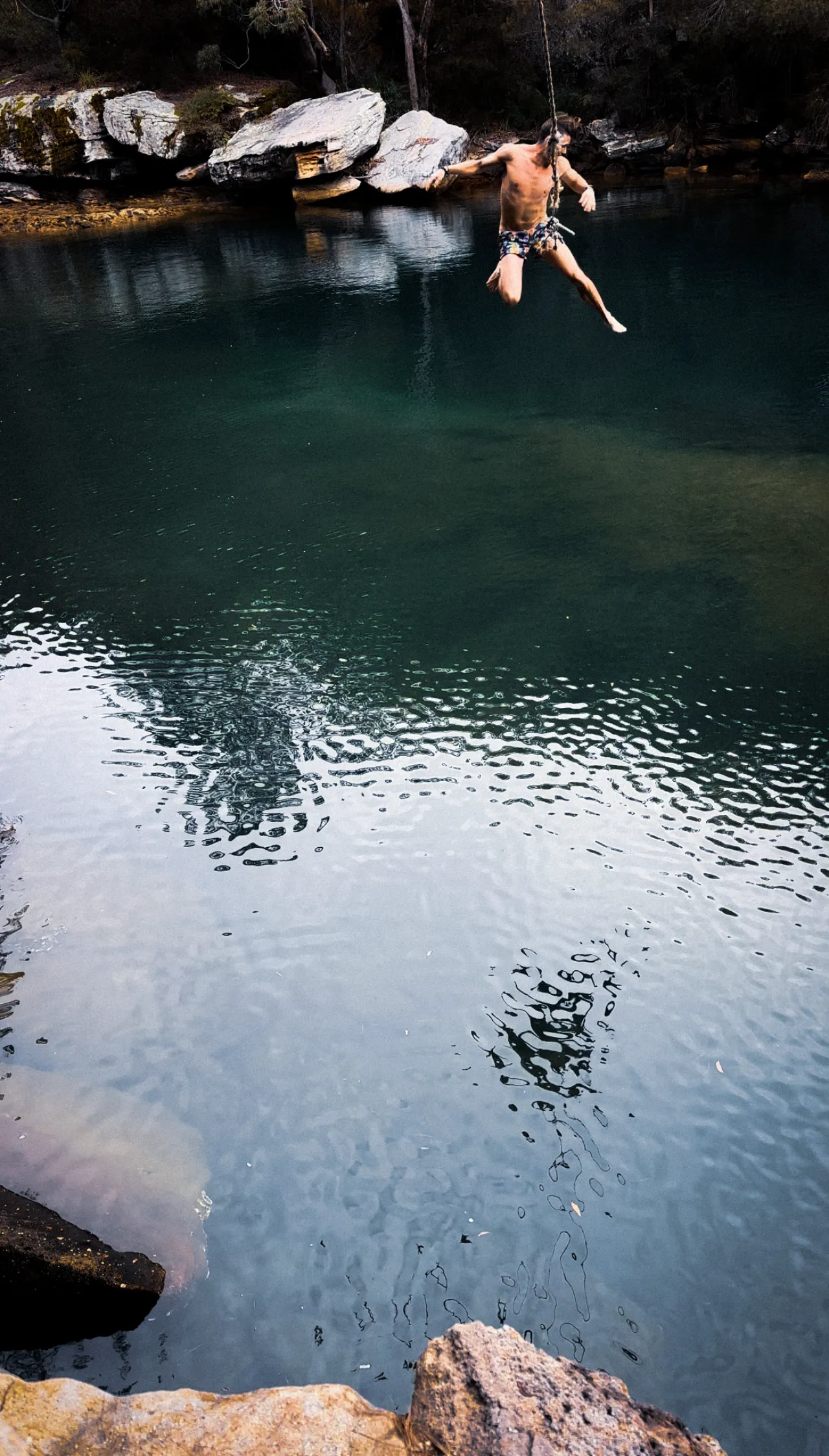 south-west-arm-pools-ryan-man-falling - Hunting Waterfalls