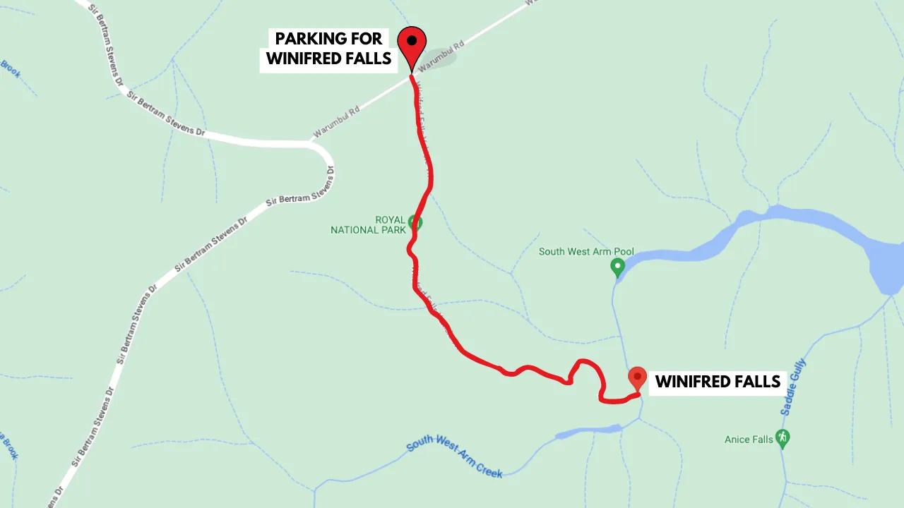 winifred-falls-map - Hunting Waterfalls